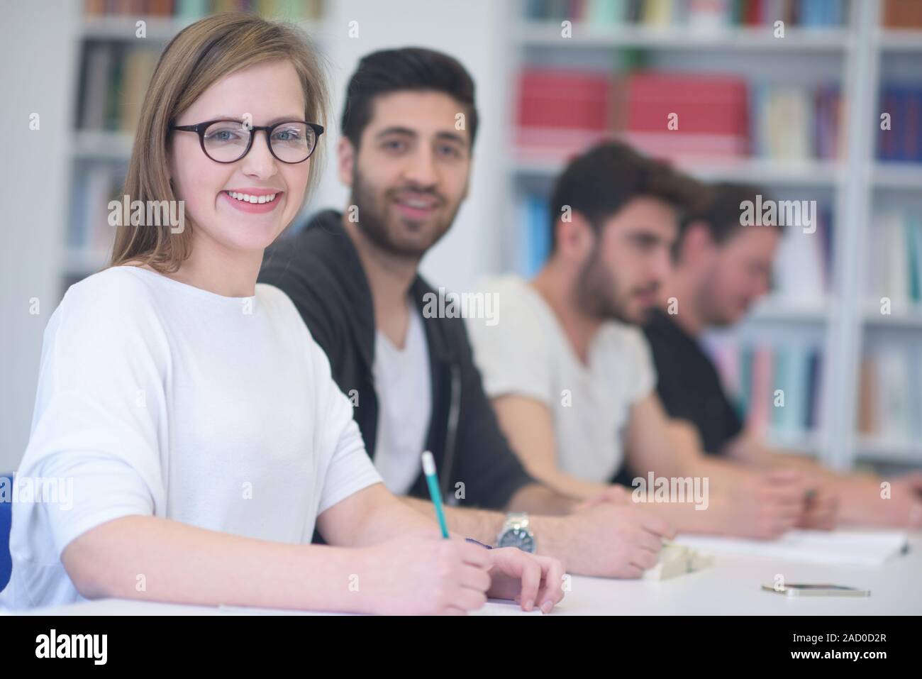group of students study together in classroom Stock Photo - Alamy