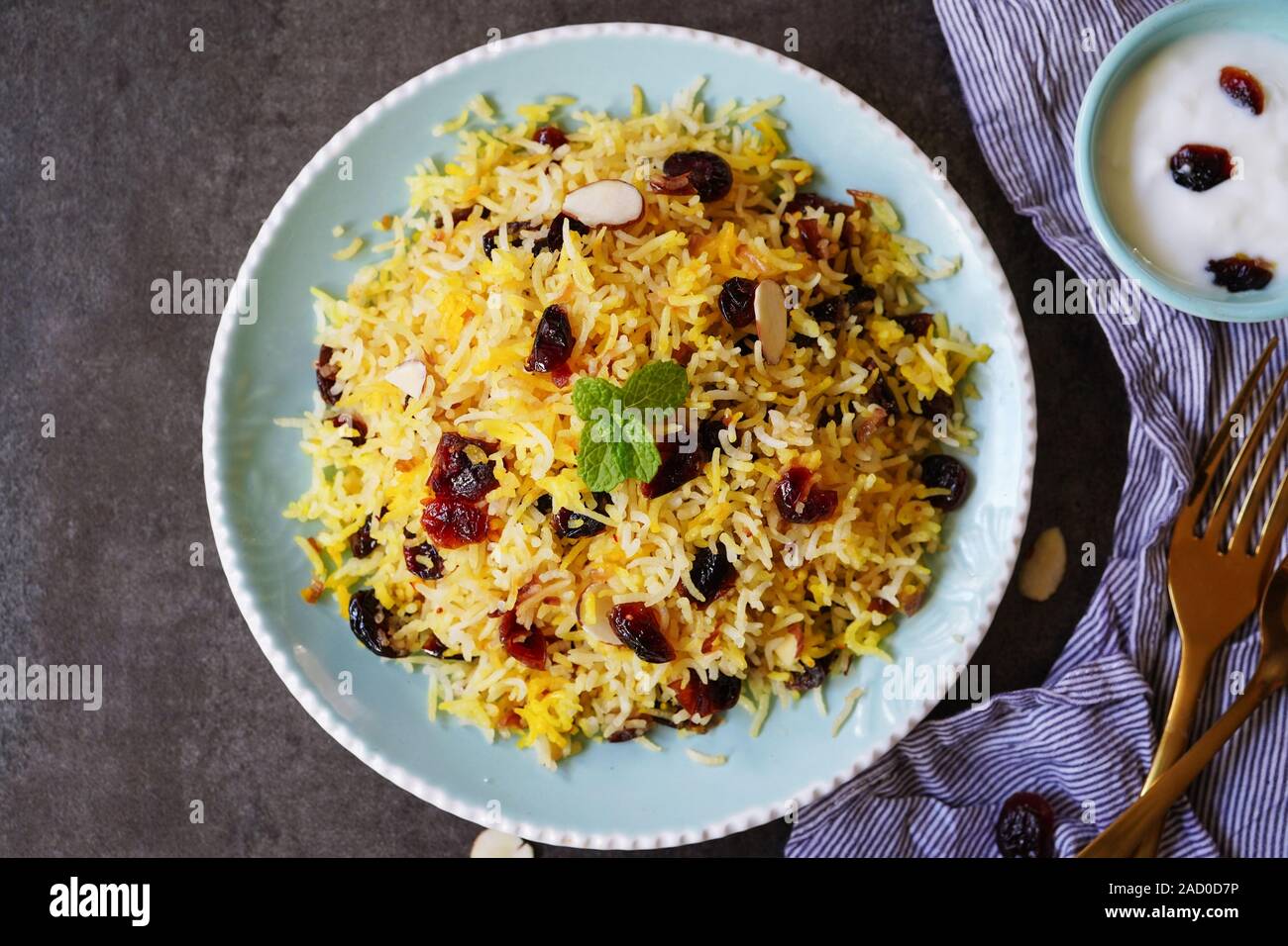 Cranberry Rice Pilaf /Persian Jewled rice Stock Photo - Alamy