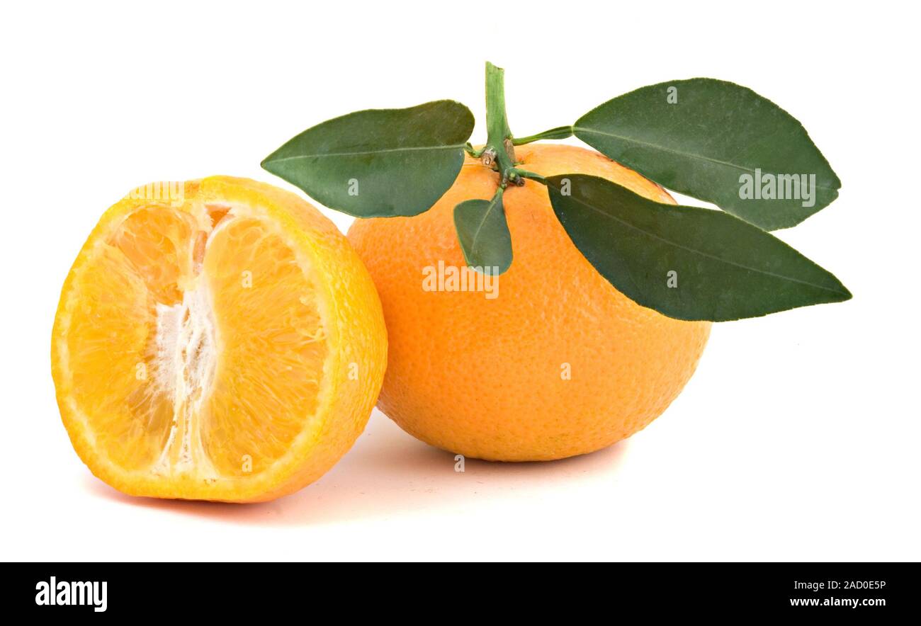 Tangerine and its section isolated on white background Stock Photo - Alamy