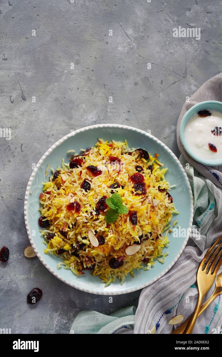 Cranberry Rice Pilaf /Persian Jewled rice Stock Photo - Alamy