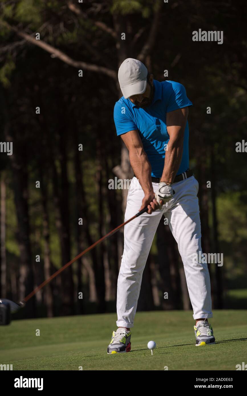 golf player hitting shot Stock Photo - Alamy