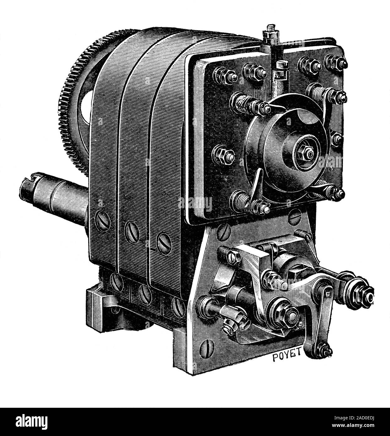 Ignition magneto. Historical illustration of a magneto used for car ...