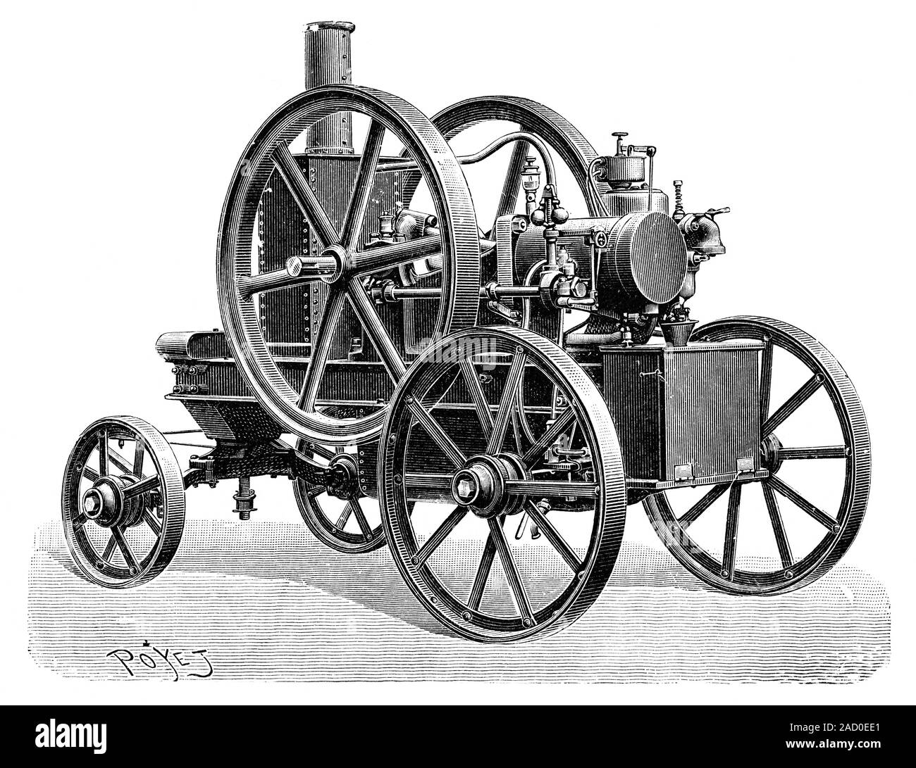 Brouhot petrol engine. Historical illustration of a petrol engine on ...