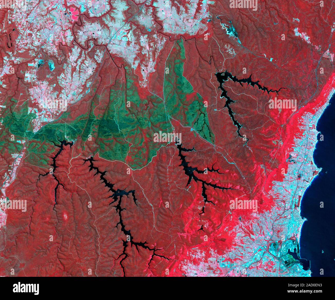 Australian wildfire scar, infrared satellite image. North is at top ...