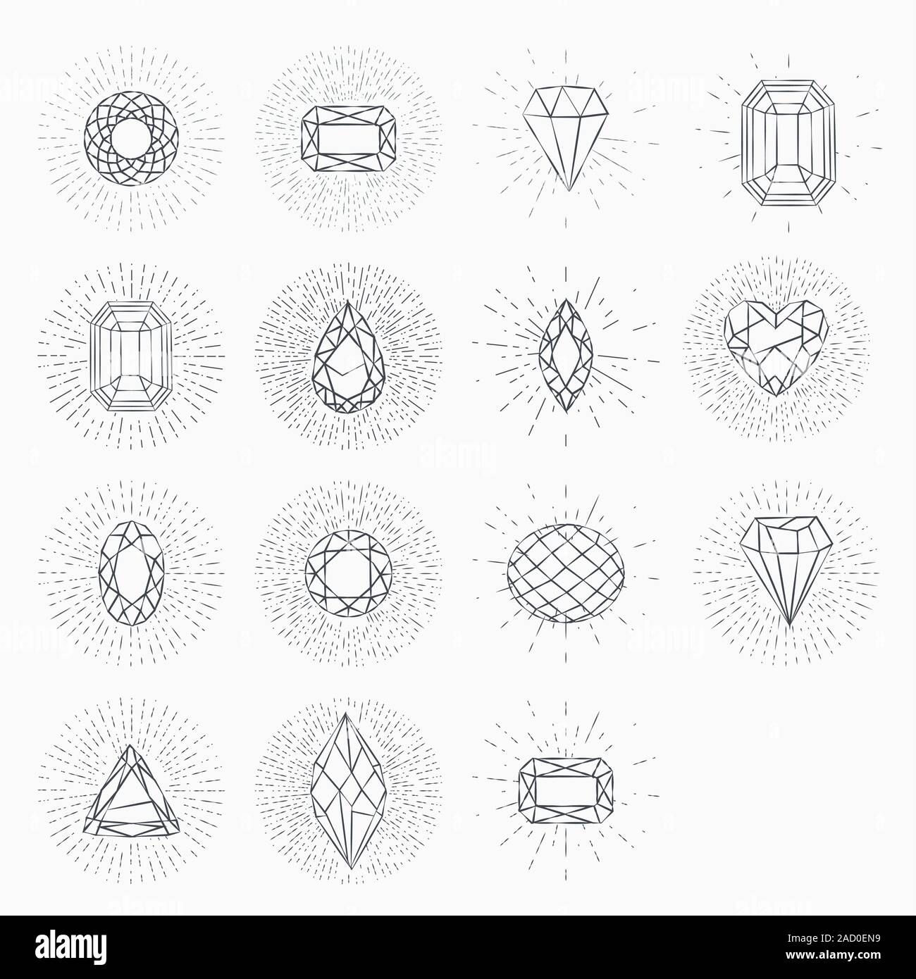 Set of geometric crystals. Geometric shapes. Trendy hipster retro ...