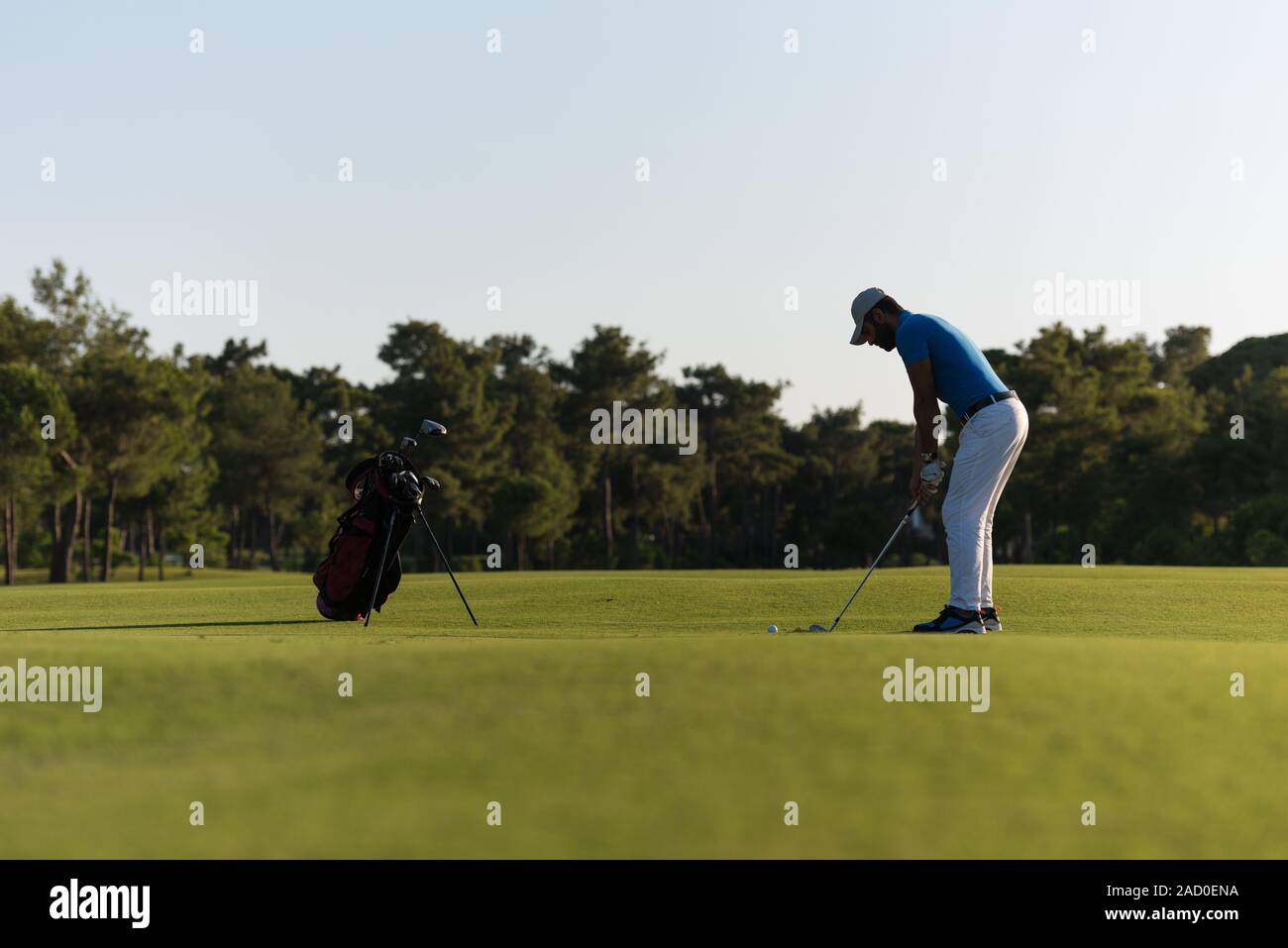 golfer hitting long shot Stock Photo - Alamy