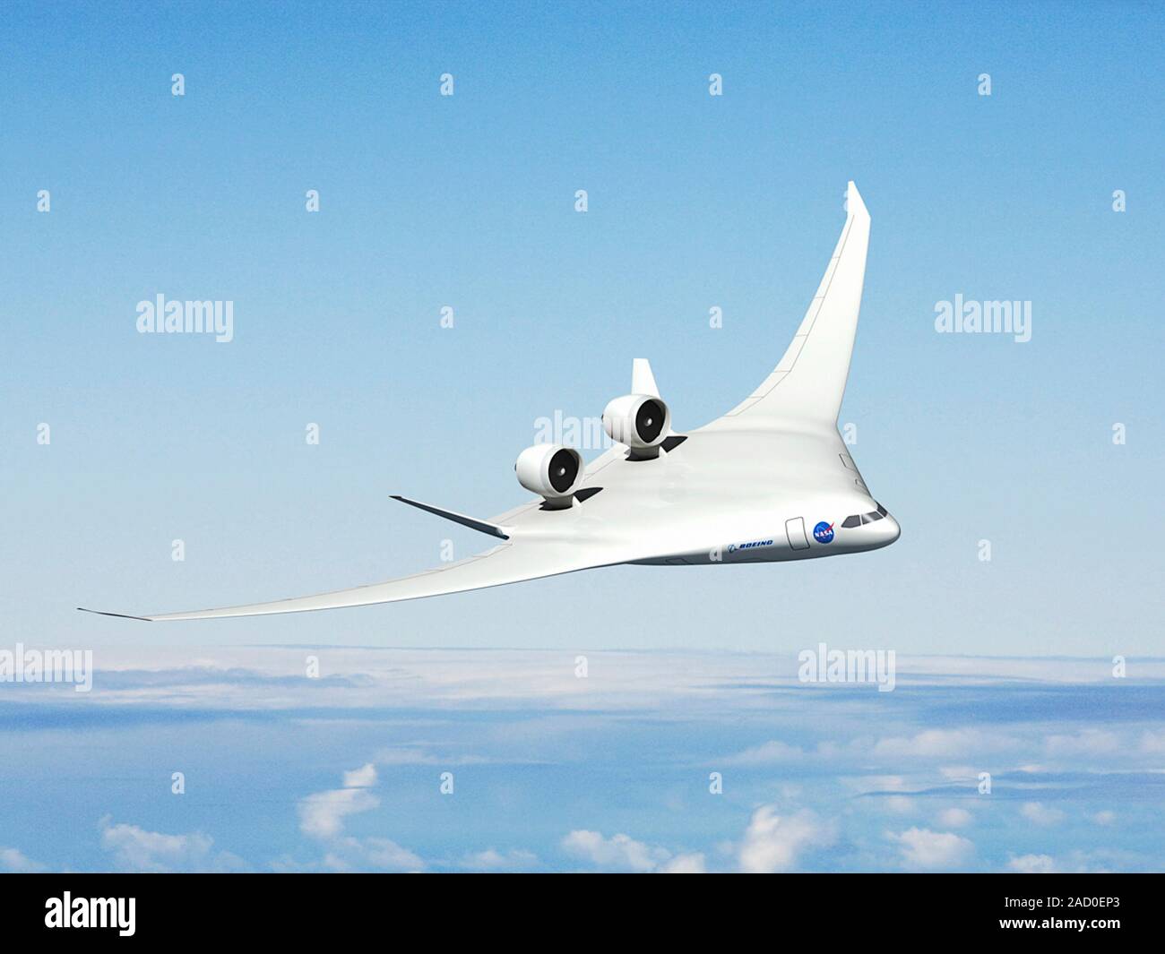 Future hybrid aircraft. Illustration of a design for a future hybrid ...