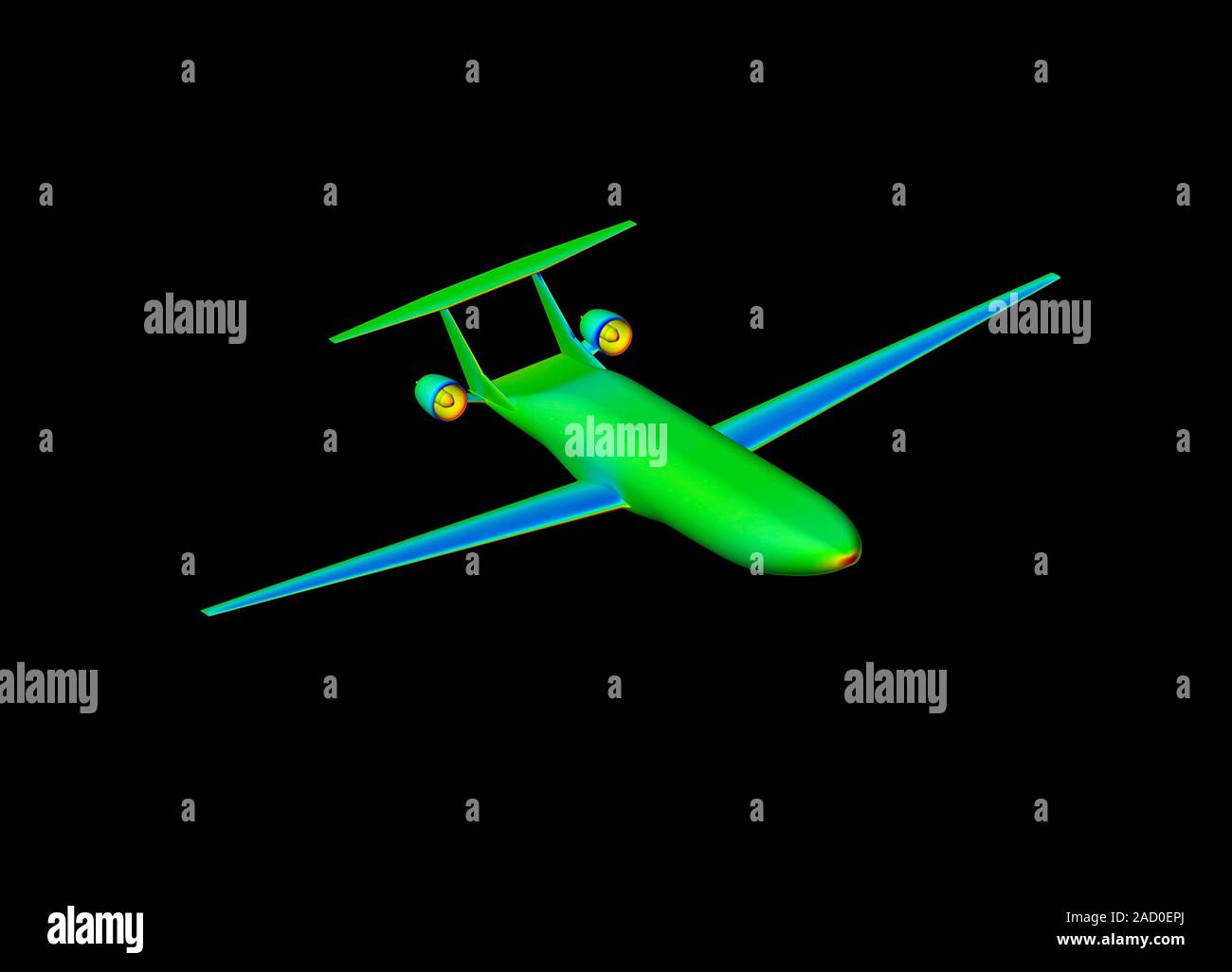 Double Bubble D8 aircraft simulation. Supercomputer visualization of ...