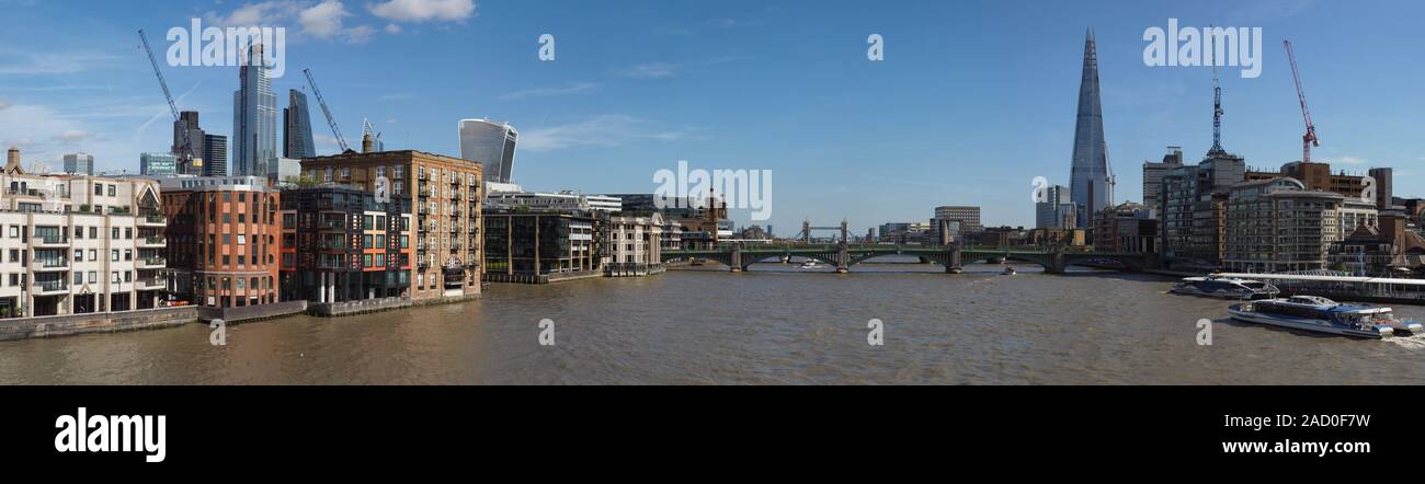 LONDON - CIRCA SEPTEMBER 2019: Wide panoramic view of London skyline ...