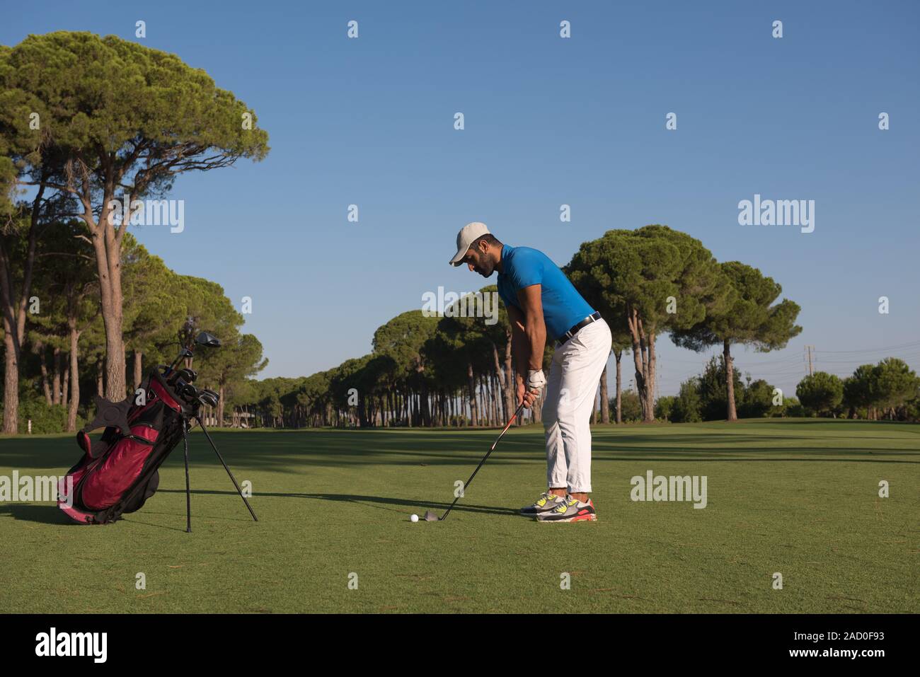 golf player hitting shot Stock Photo - Alamy