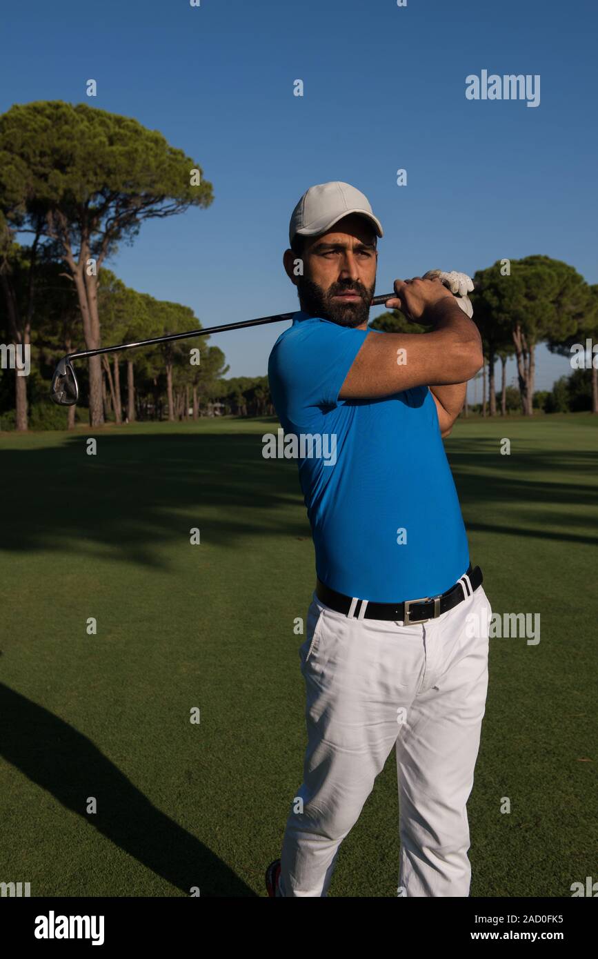 golf player hitting shot Stock Photo - Alamy