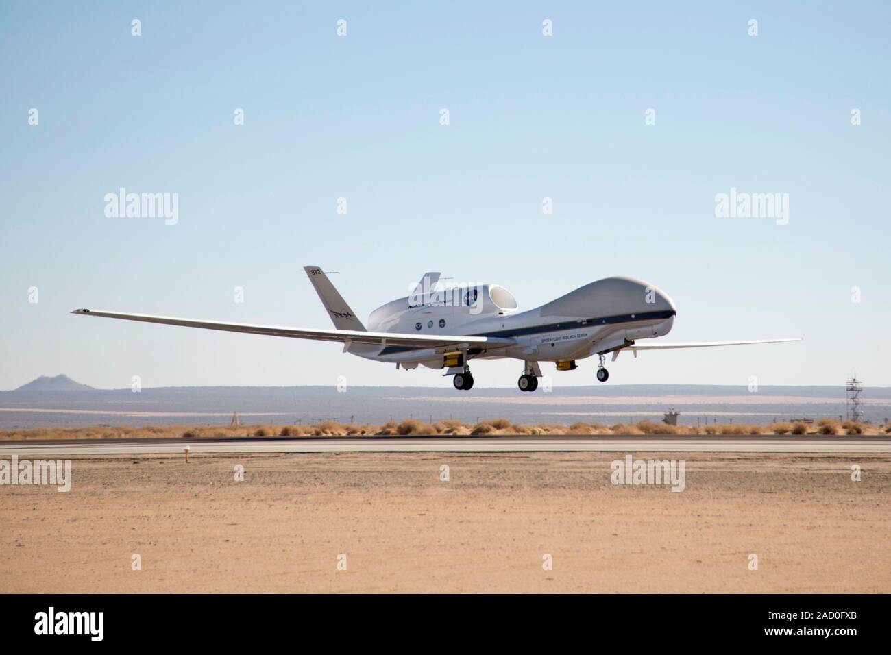 Global Hawk unmanned aerial vehicle (UAV), operated by NASA, taking off ...