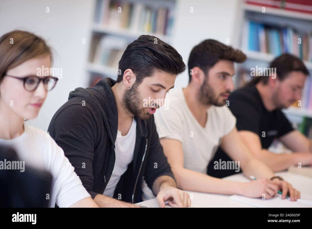 group of students study together in classroom Stock Photo - Alamy