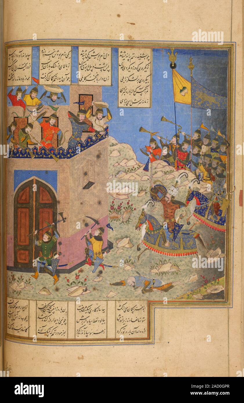 Rustam and his troops attacking the fortress of the cannibal Kafur ...