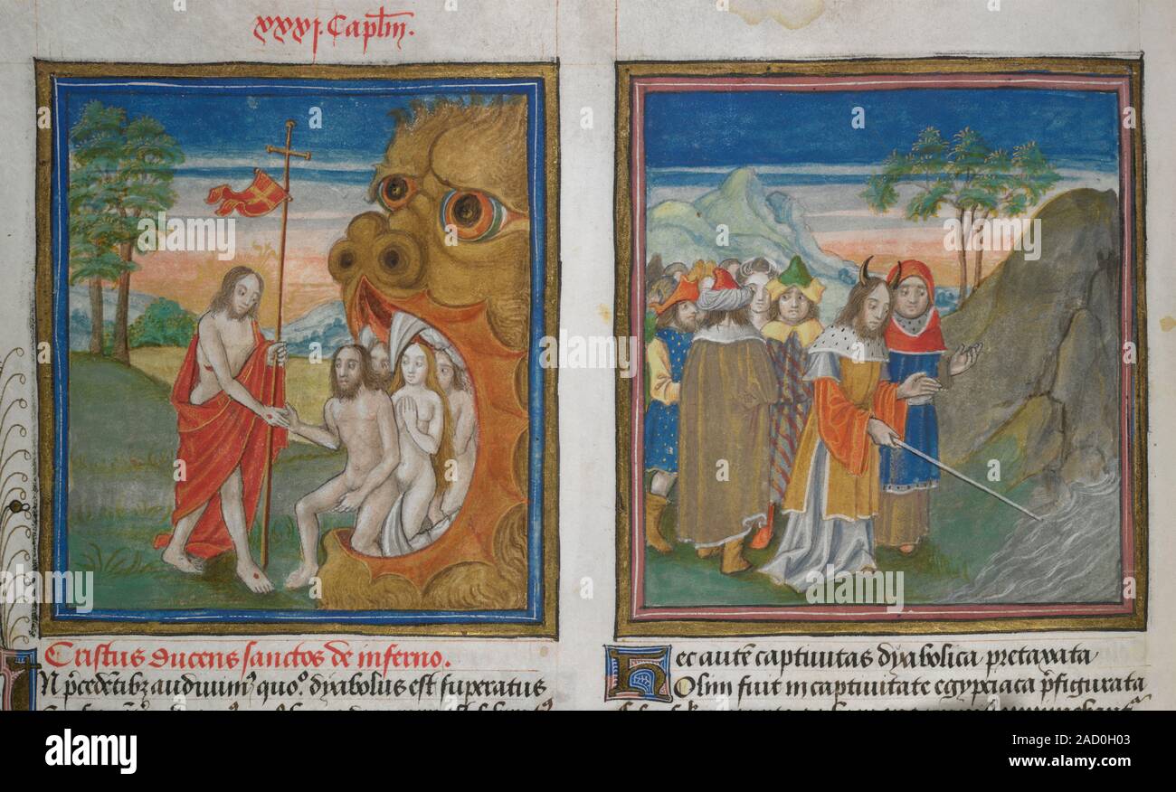 Harrowing of Hell; Moses, Miniatures only The Harrowing of Hell; Christ ...