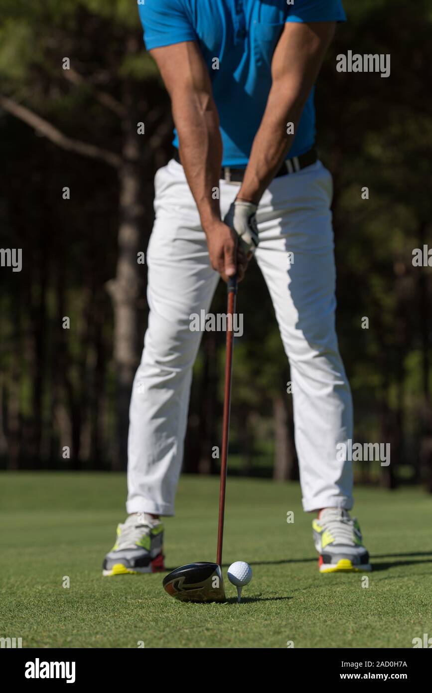 golf player hitting shot Stock Photo - Alamy