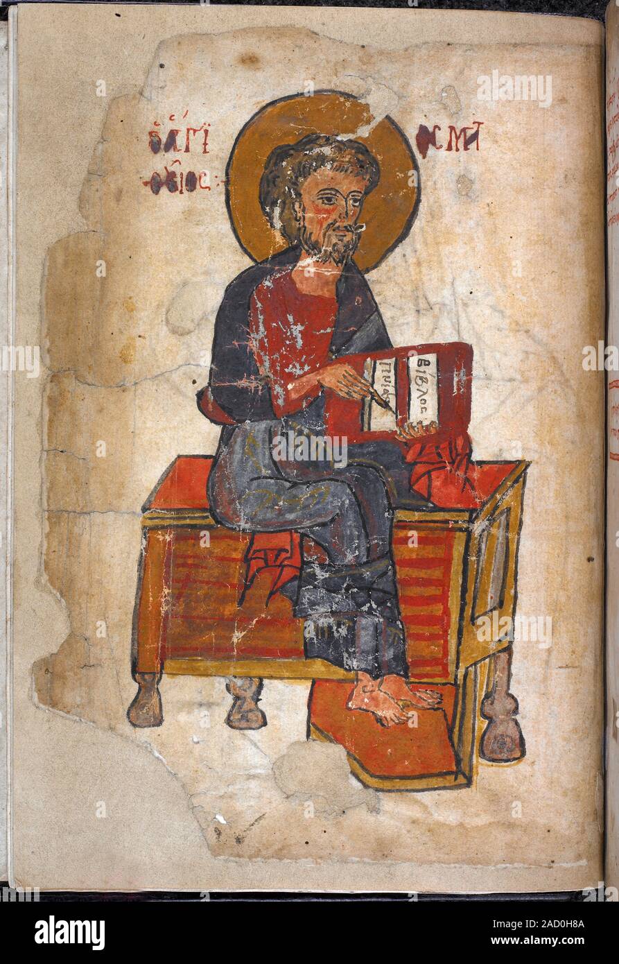 Evangelist portrait of St Matthew from 'Four Gospels and Apostolos ...