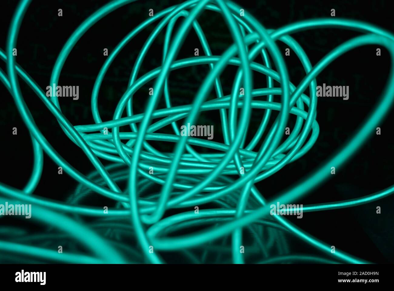 Chaotic sky blue wires, light guide electroluminescent wires ...