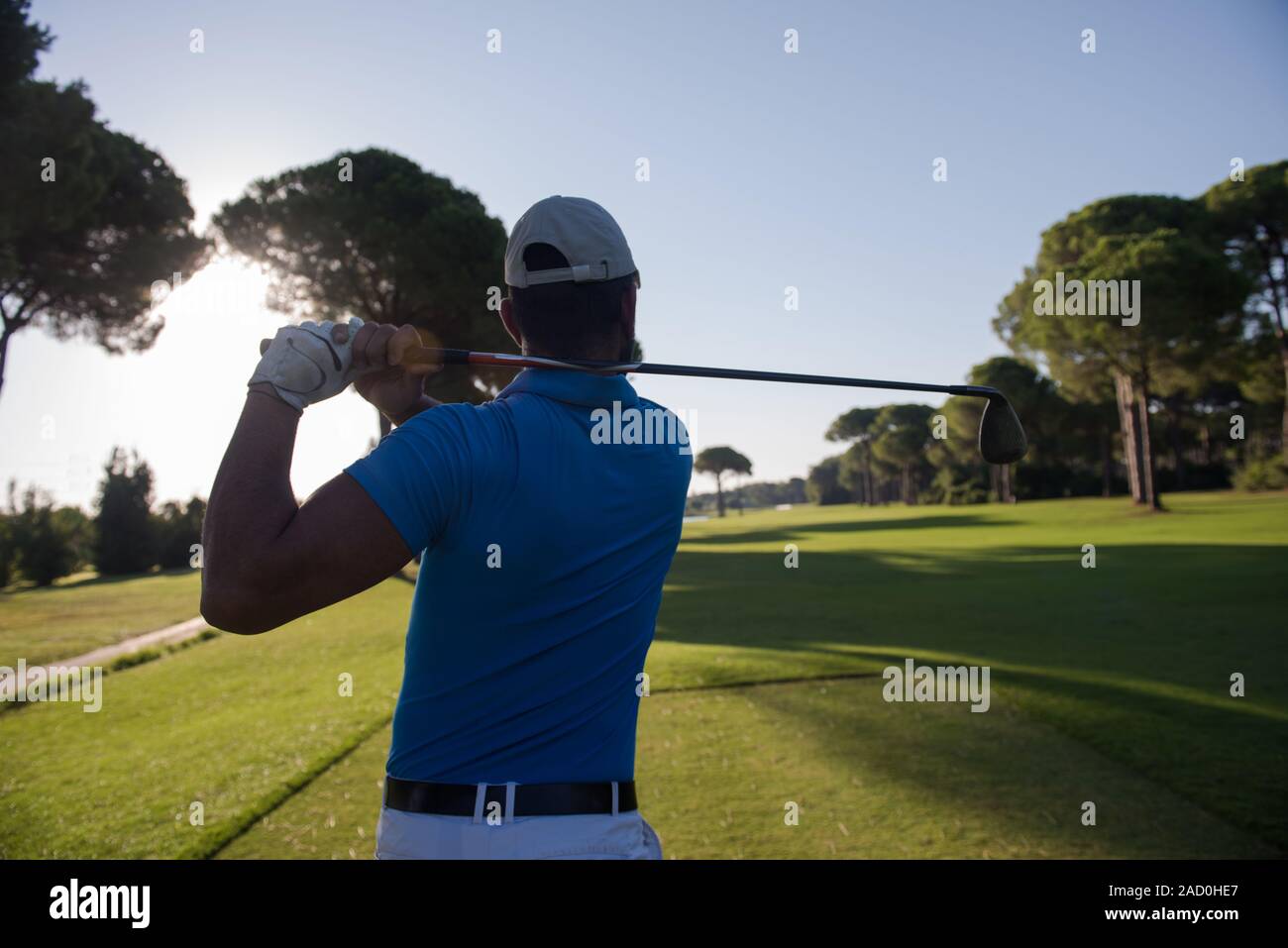 golf player hitting shot Stock Photo - Alamy