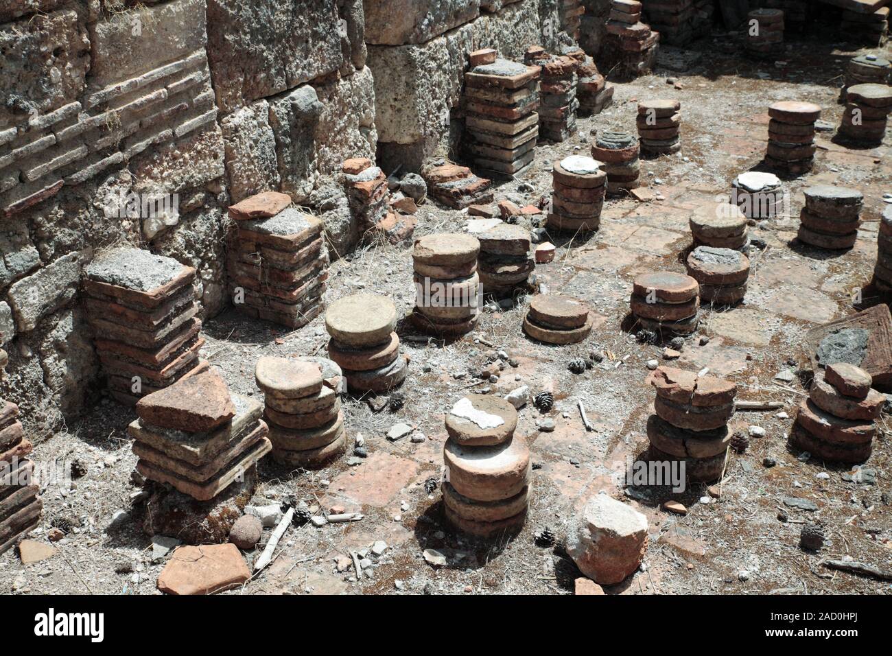 Roman hypocaust. Remains of a hypocaust under-floor heating system in ...