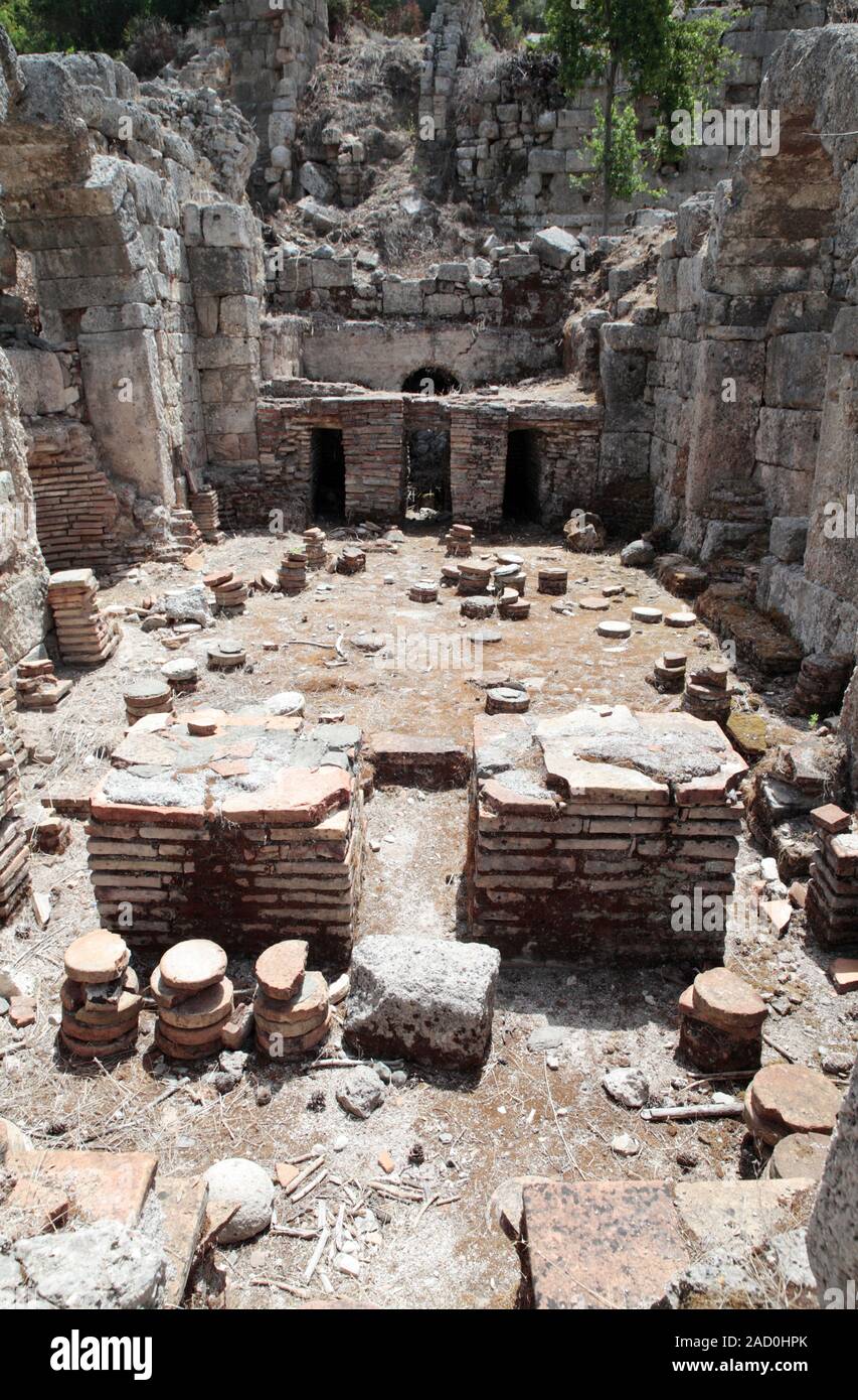 Roman hypocaust. Remains of a hypocaust under-floor heating system in ...