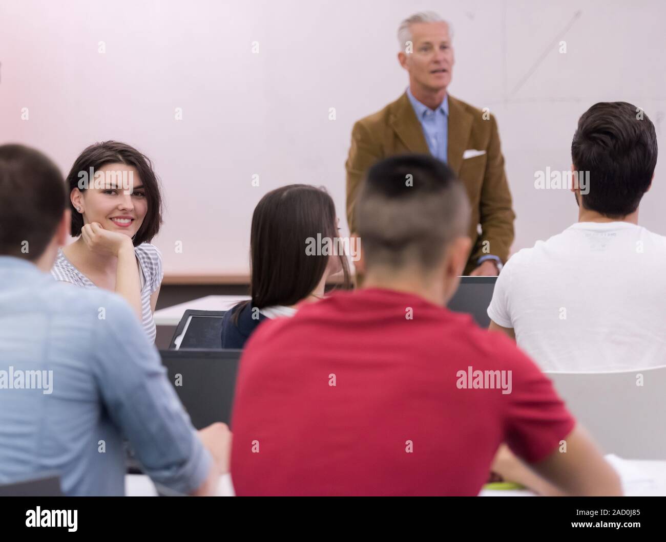technology students group in computer lab school classroom Stock Photo ...