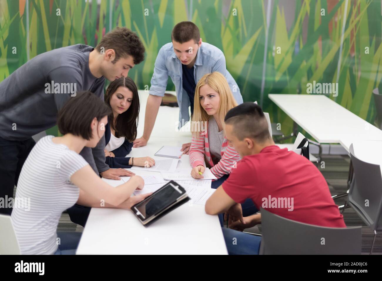 technology students group in computer lab school classroom Stock Photo ...