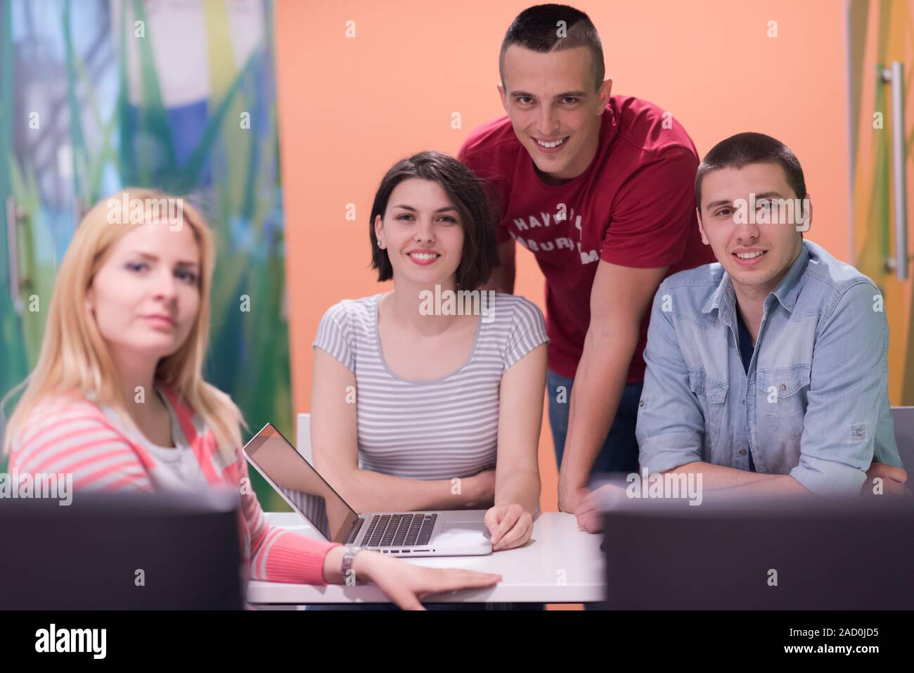 technology students group in computer lab school classroom Stock Photo ...