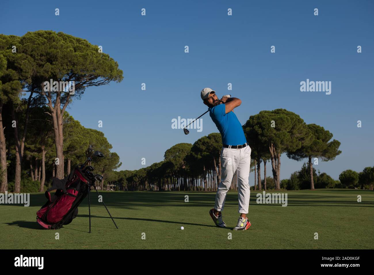golf player hitting shot Stock Photo - Alamy