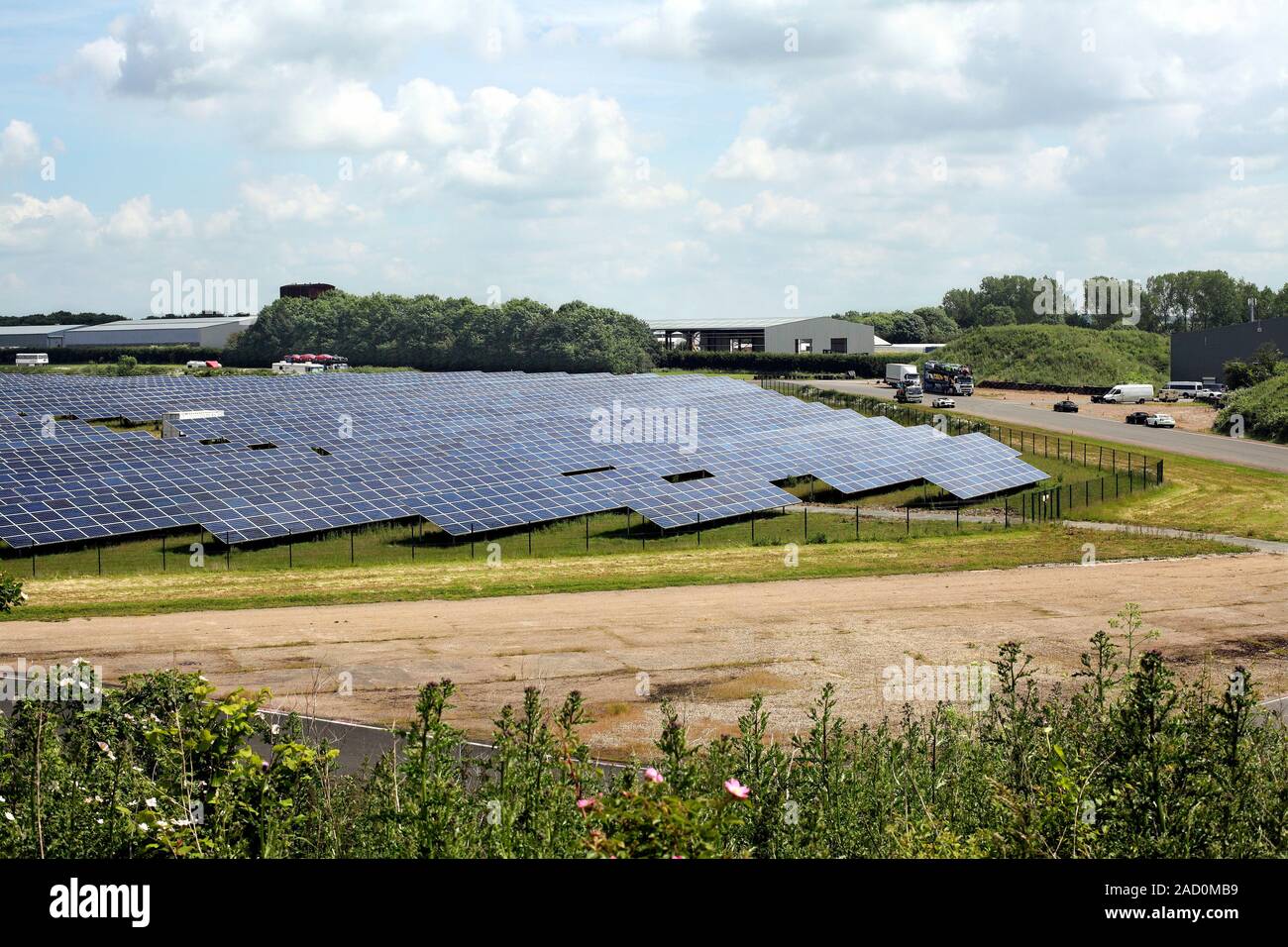 Solar farm. View of part of the solar array at a 34 MWp solar farm ...