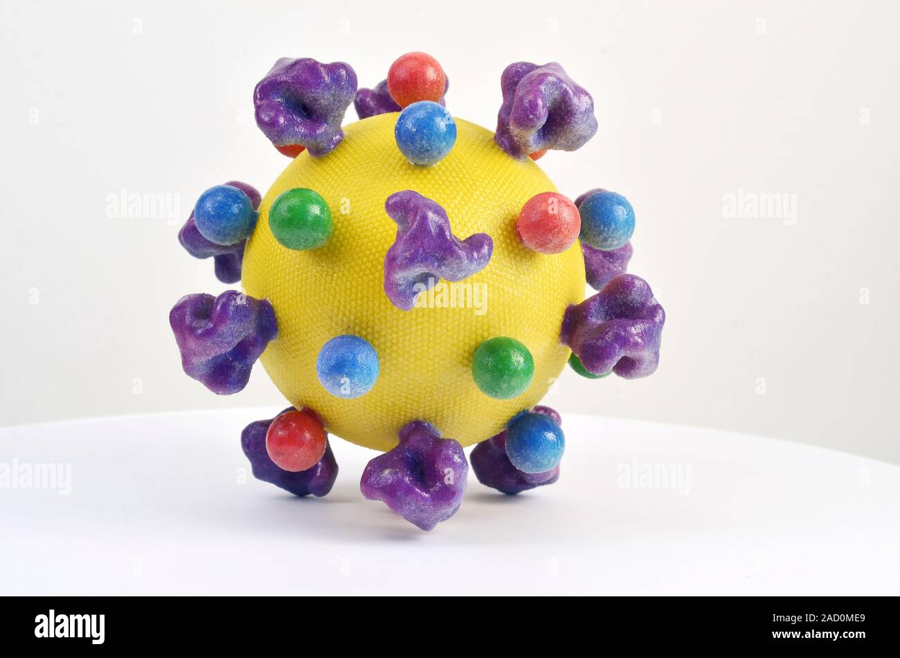 HIV virus particle. 3D printed model of an HIV (human immunodeficiency ...