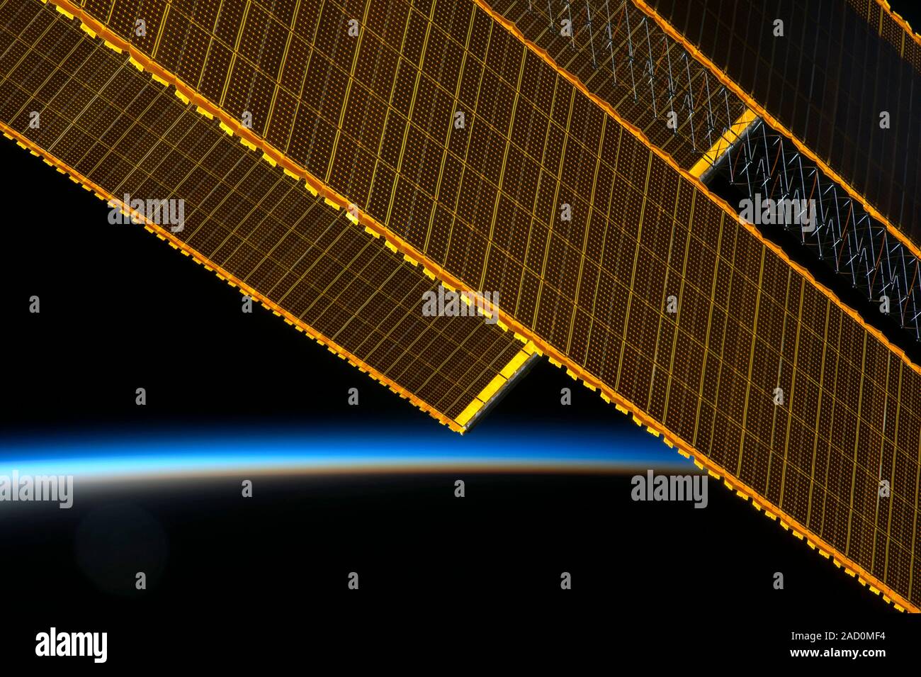 ISS solar arrays. View of the solar array wings of the International ...