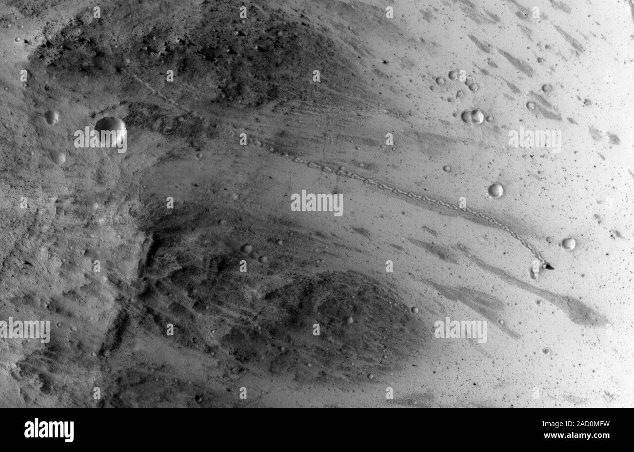 Boulder on Mars. Satellite image of an irregular upright boulder on the ...