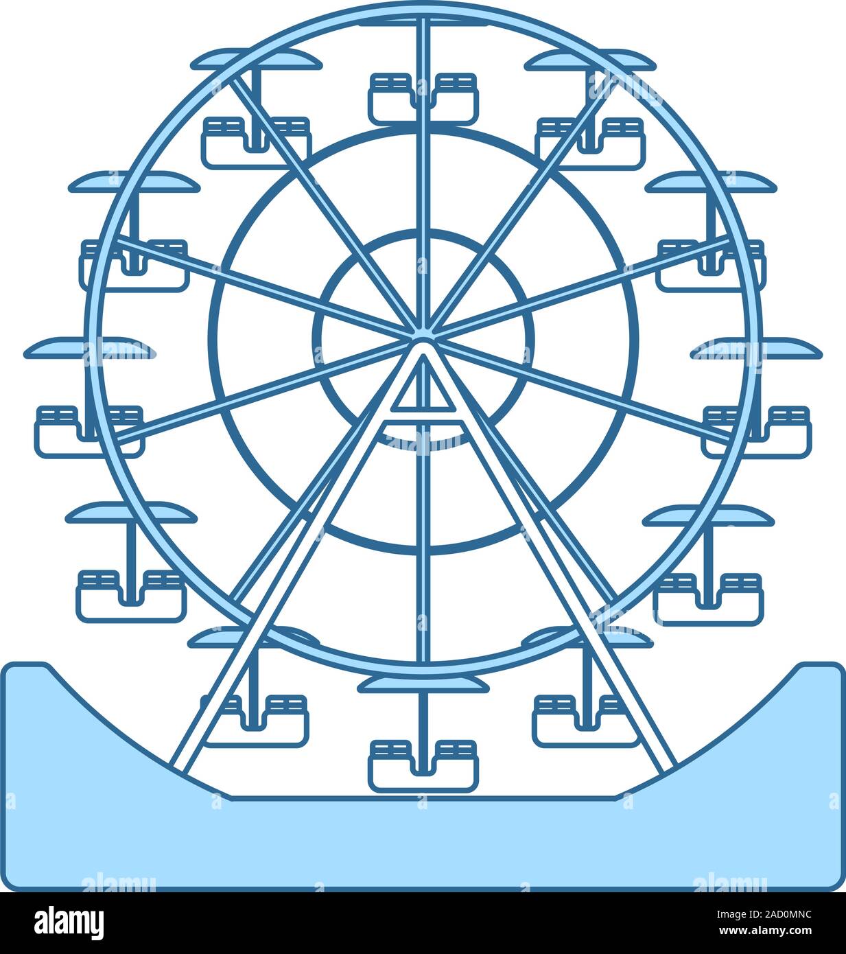 Ferris Wheel Icon. Thin Line With Blue Fill Design. Vector Illustration ...