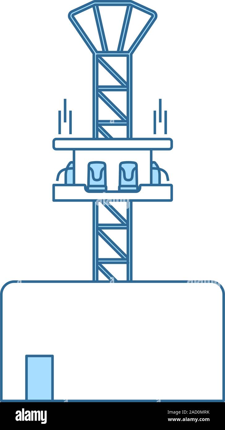 Free-fall Ride Icon. Thin Line With Blue Fill Design. Vector ...