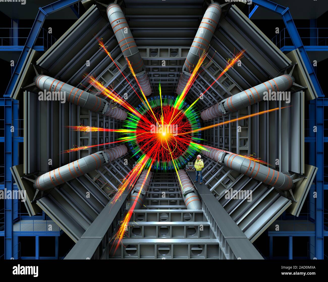 Microscopic Black hole simulation on a computer illustration of the Large Hadron Collider at ...