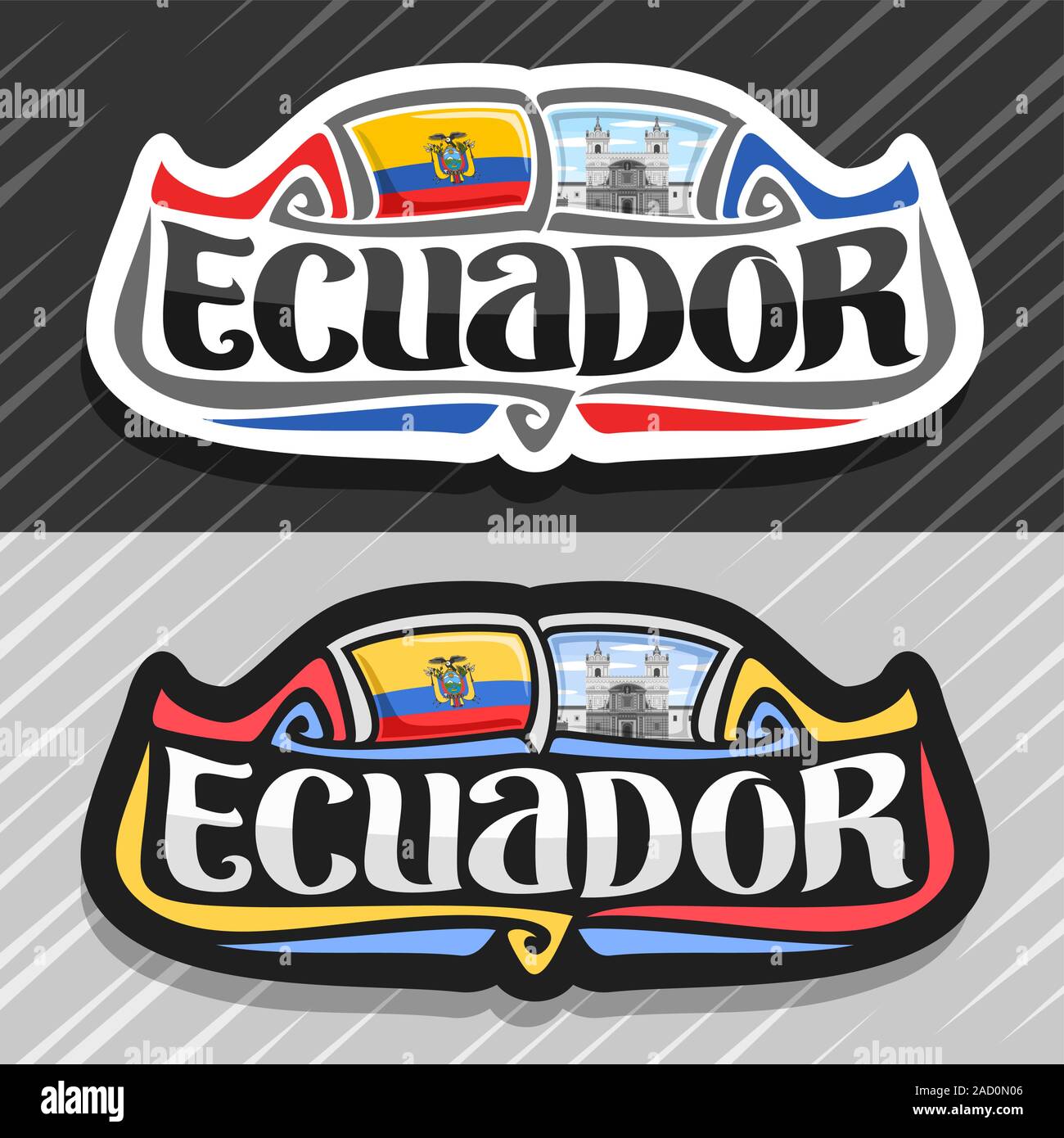 Vector logo for Ecuador country, fridge magnet with ecuadorian flag ...