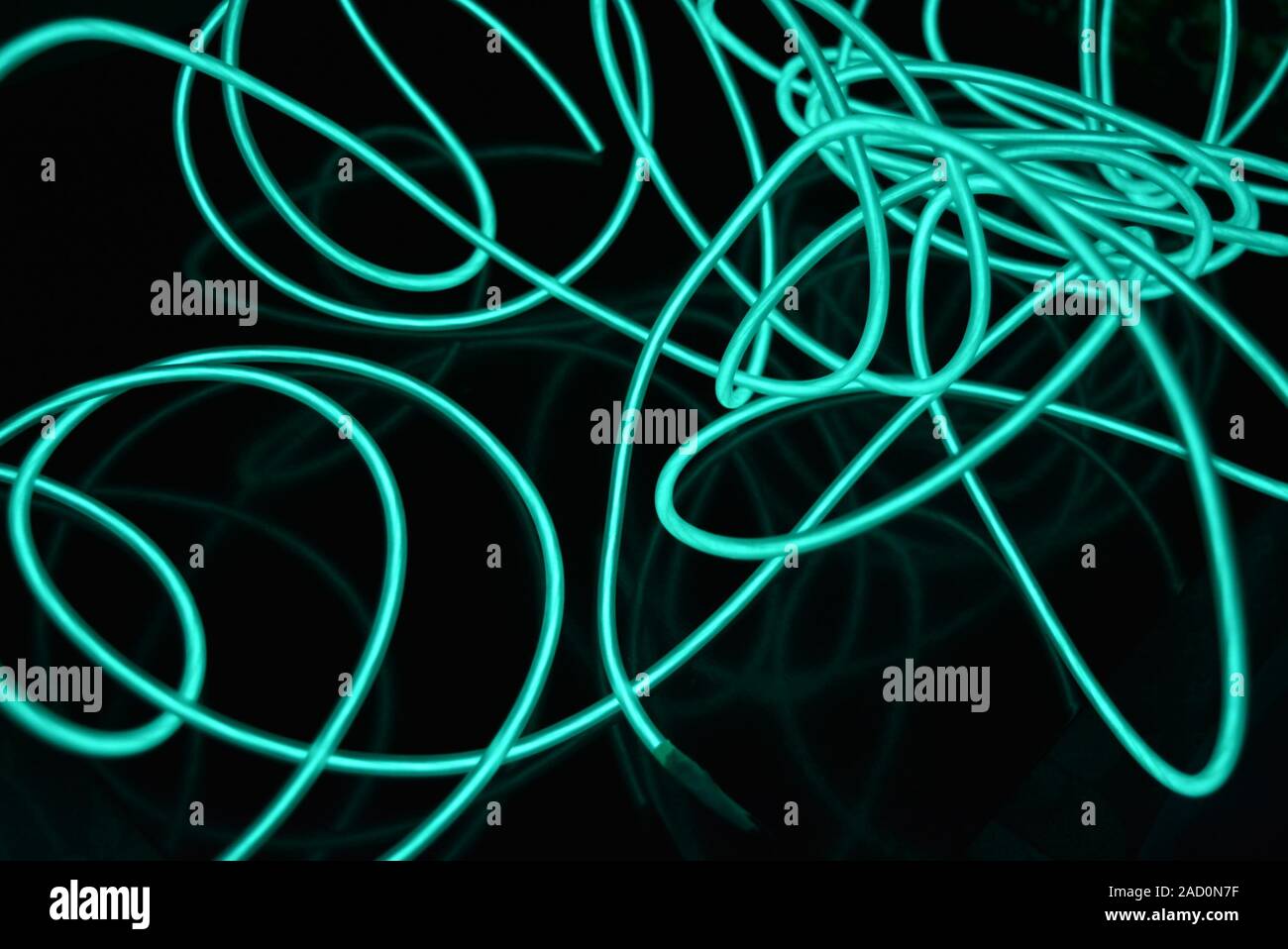 Chaotic sky blue wires, light guide electroluminescent wires ...