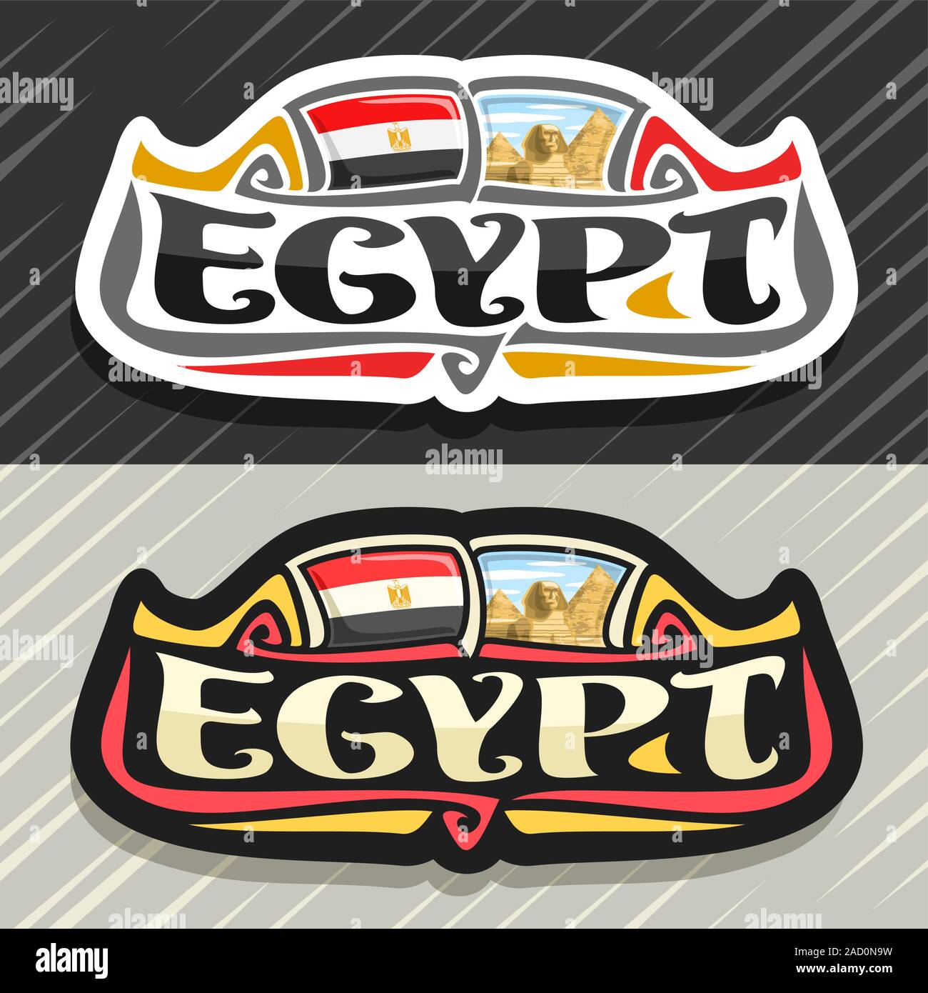Vector logo for Egypt country, fridge magnet with egyptian state flag ...
