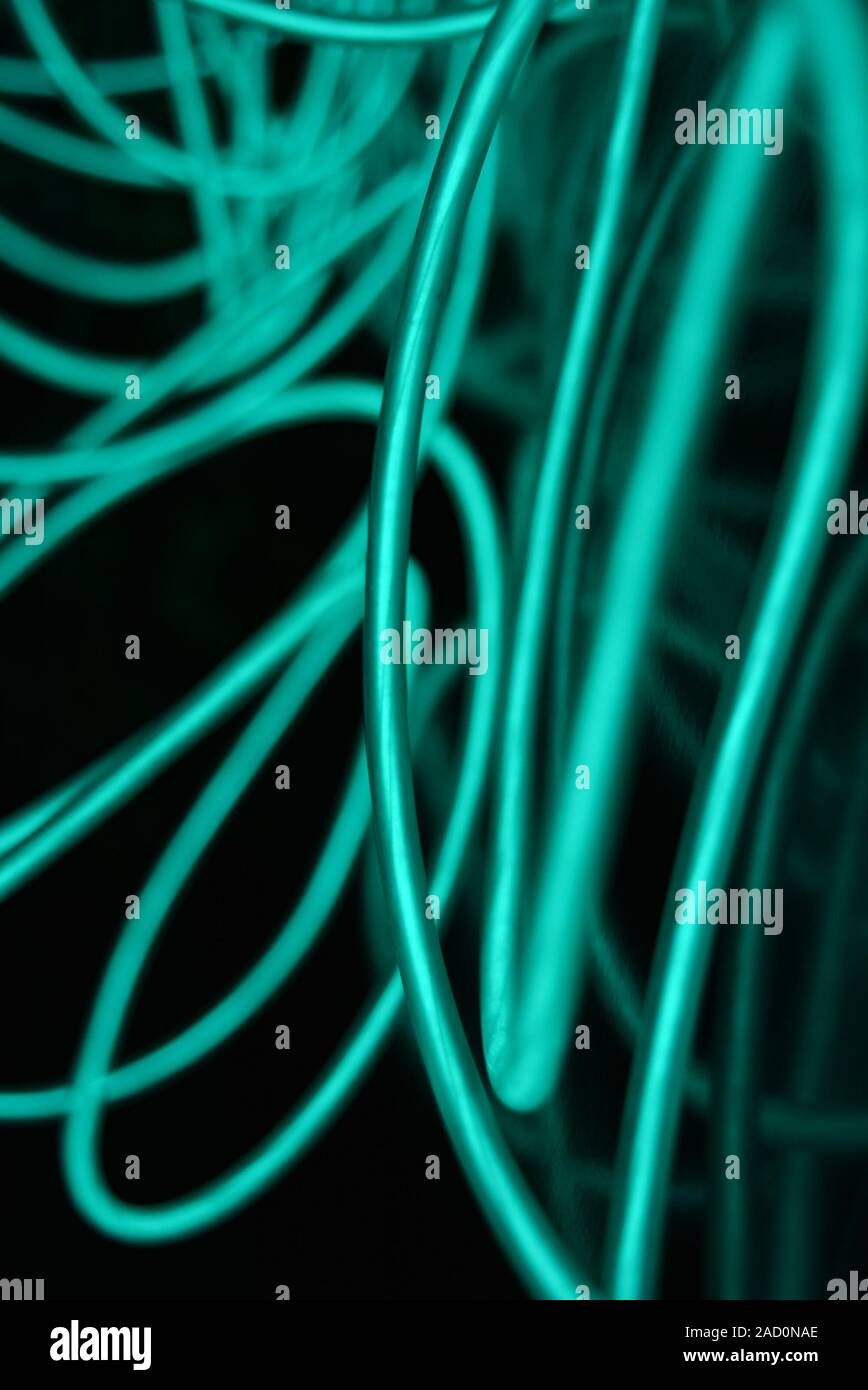 Chaotic sky blue wires, light guide electroluminescent wires ...