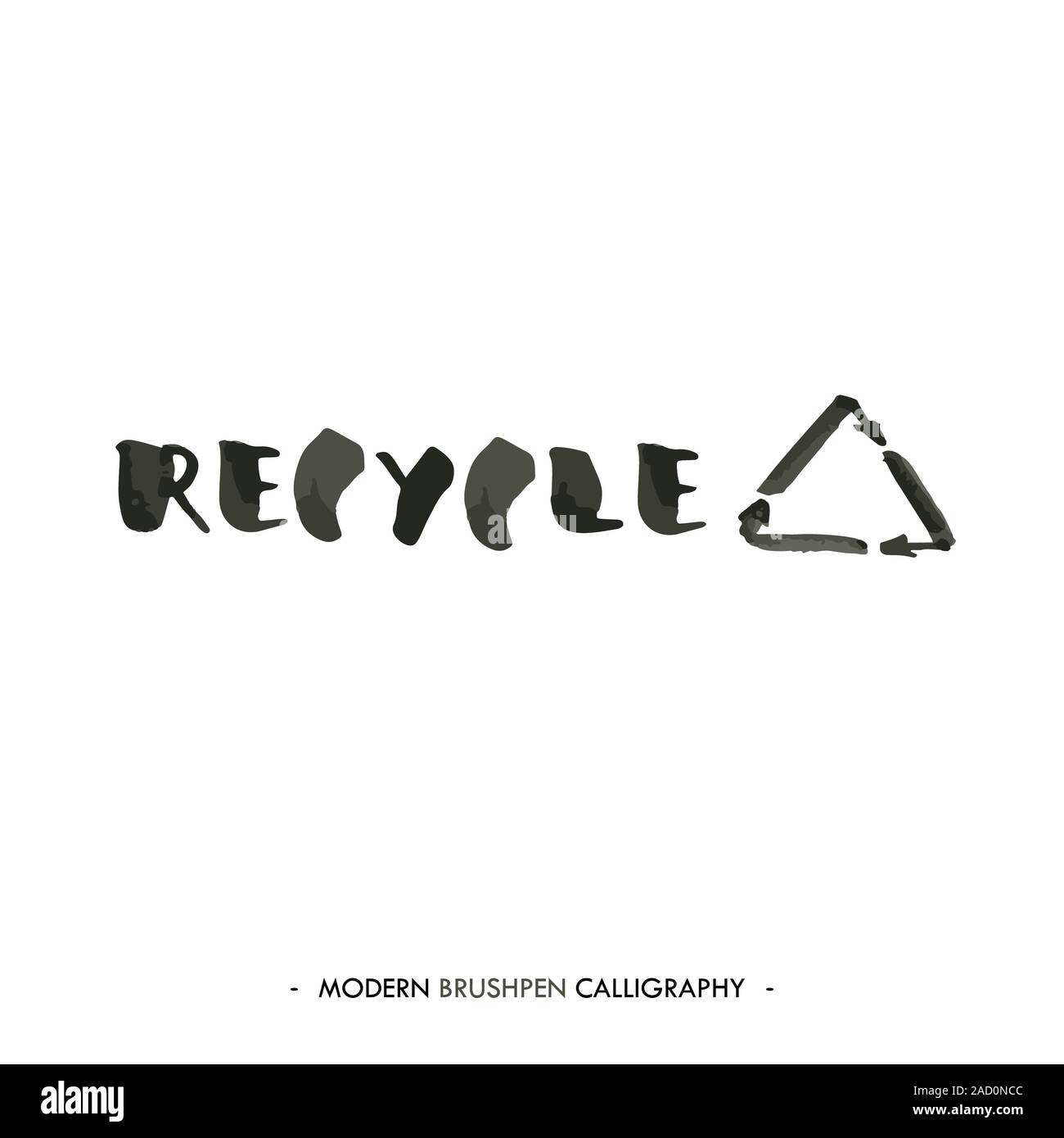 Recycle word and logo painted with brush Stock Photo - Alamy