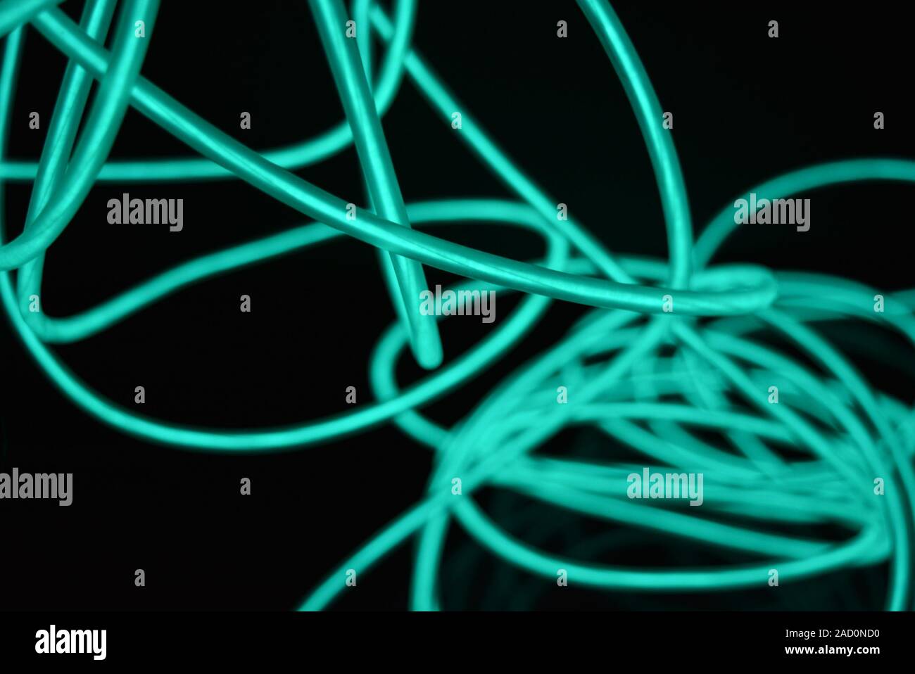 Chaotic sky blue wires, light guide electroluminescent wires ...