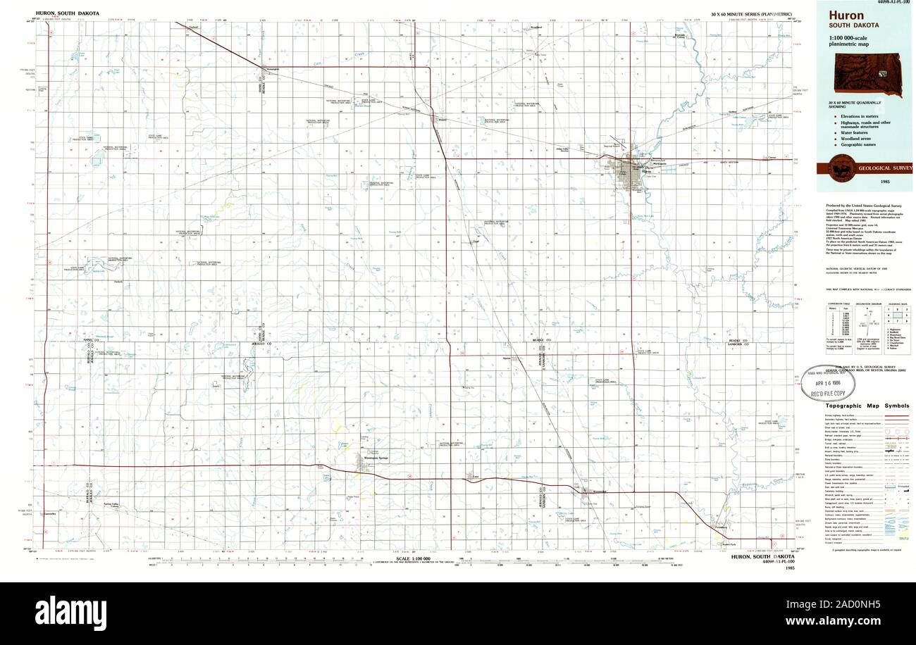 Huron south dakota map hi-res stock photography and images - Alamy