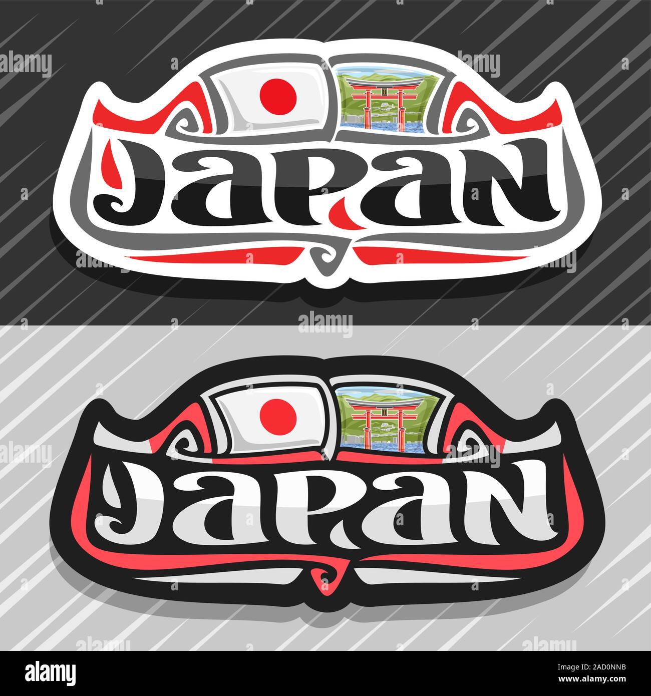 Vector logo for Japan country, fridge magnet with japanese state flag ...