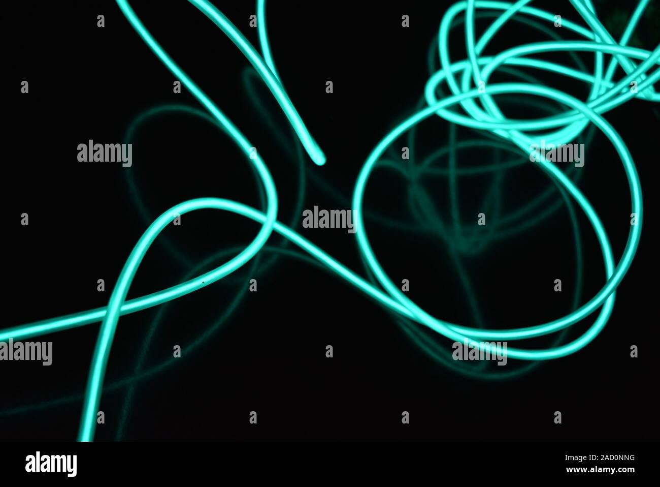 Chaotic sky blue wires, light guide electroluminescent wires ...