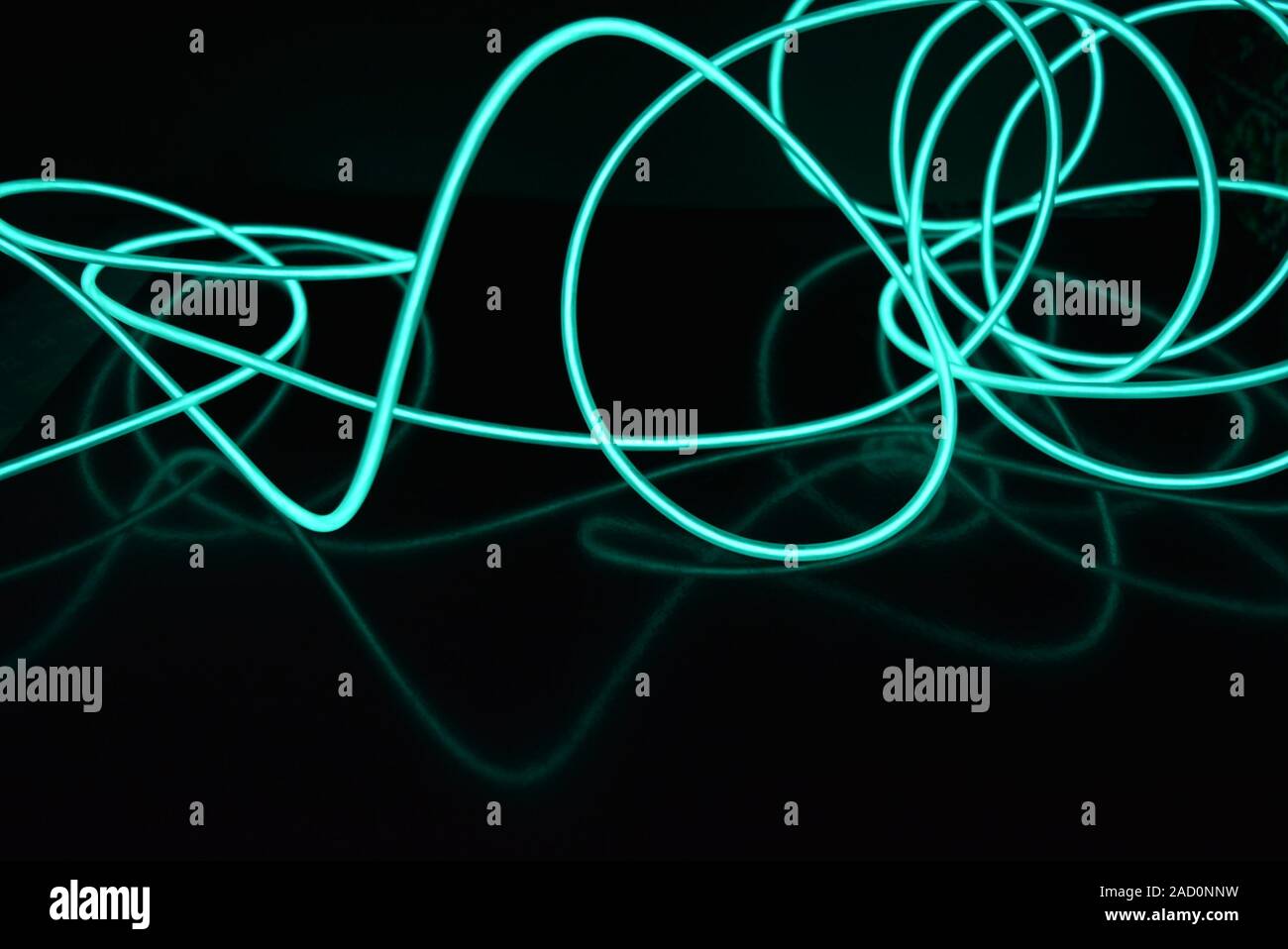 Chaotic sky blue wires, light guide electroluminescent wires ...