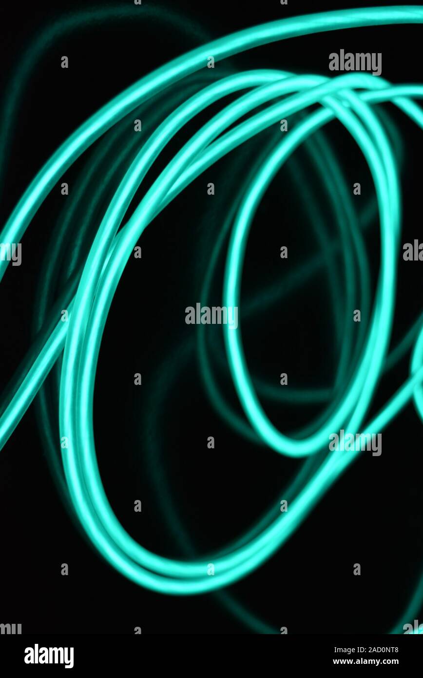 Chaotic sky blue wires, light guide electroluminescent wires ...