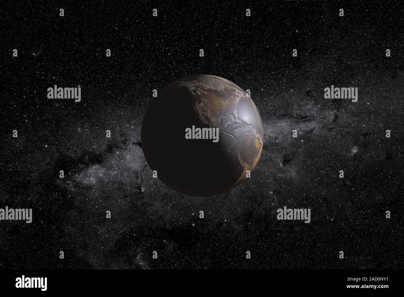 Barren Earth. Illustration of a barren Earth as it might look following ...