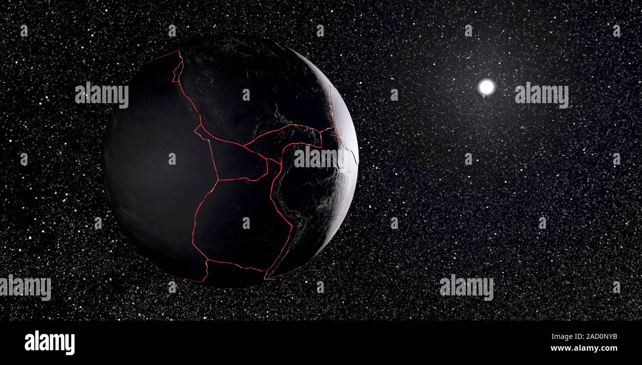 Earth's tectonic plates, illustration. There are seven primary tectonic ...