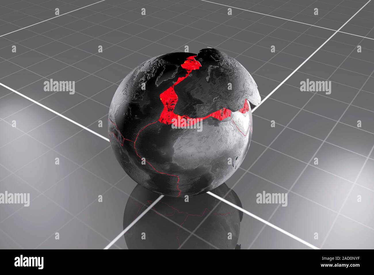 Earth's tectonic plates, illustration. There are seven primary tectonic ...